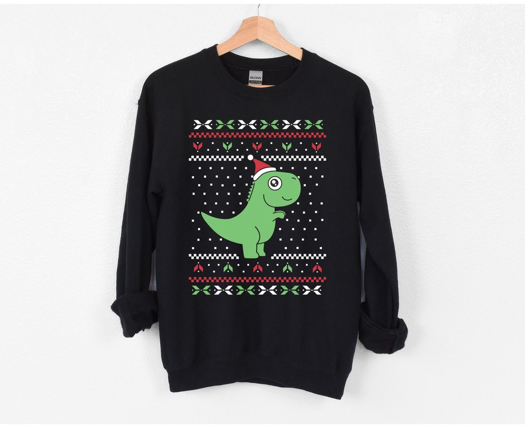 Ugly Christmas Sweater With Trex, Xmas T-rex Sweatshirt, Funny Ugly ...