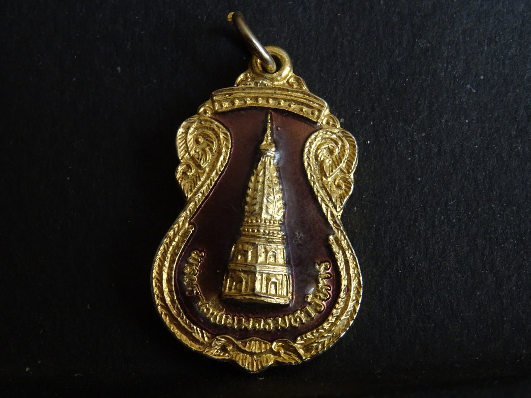 Thai Buddhist Amulet Pendant: Brown Enamel Brass Charm - Etsy