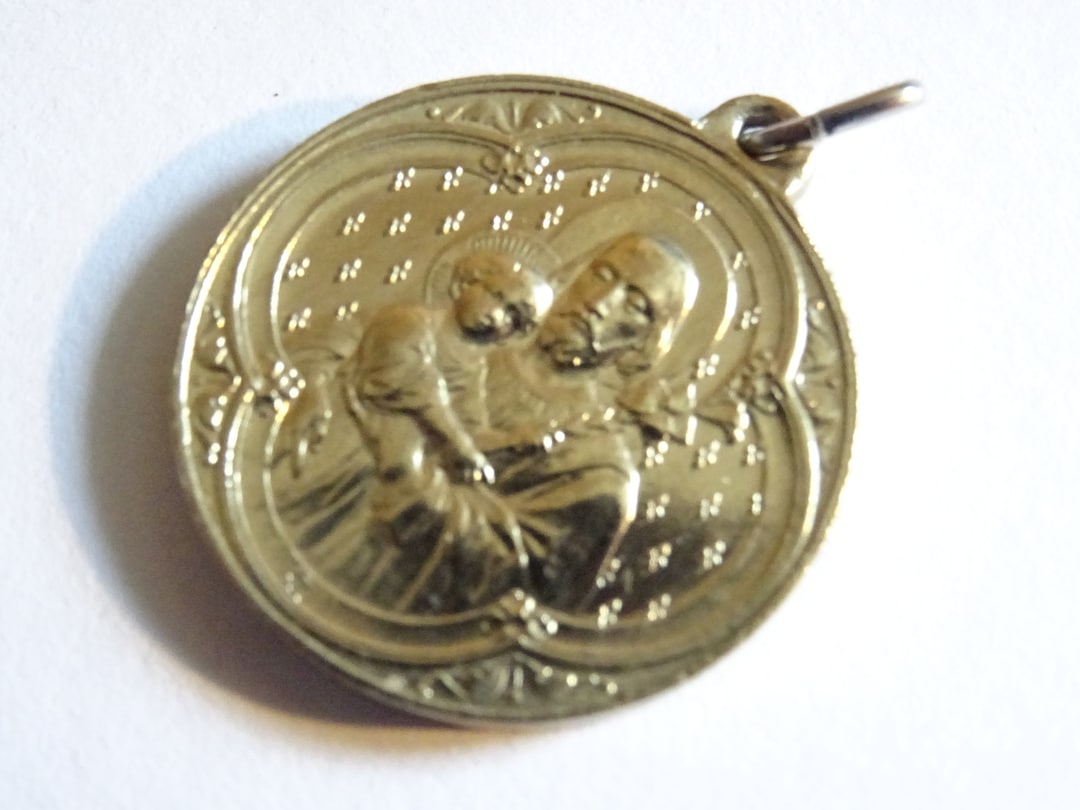 Vintage St. Joseph and Jesus Medal: French Fleur De Lys Charm - Etsy