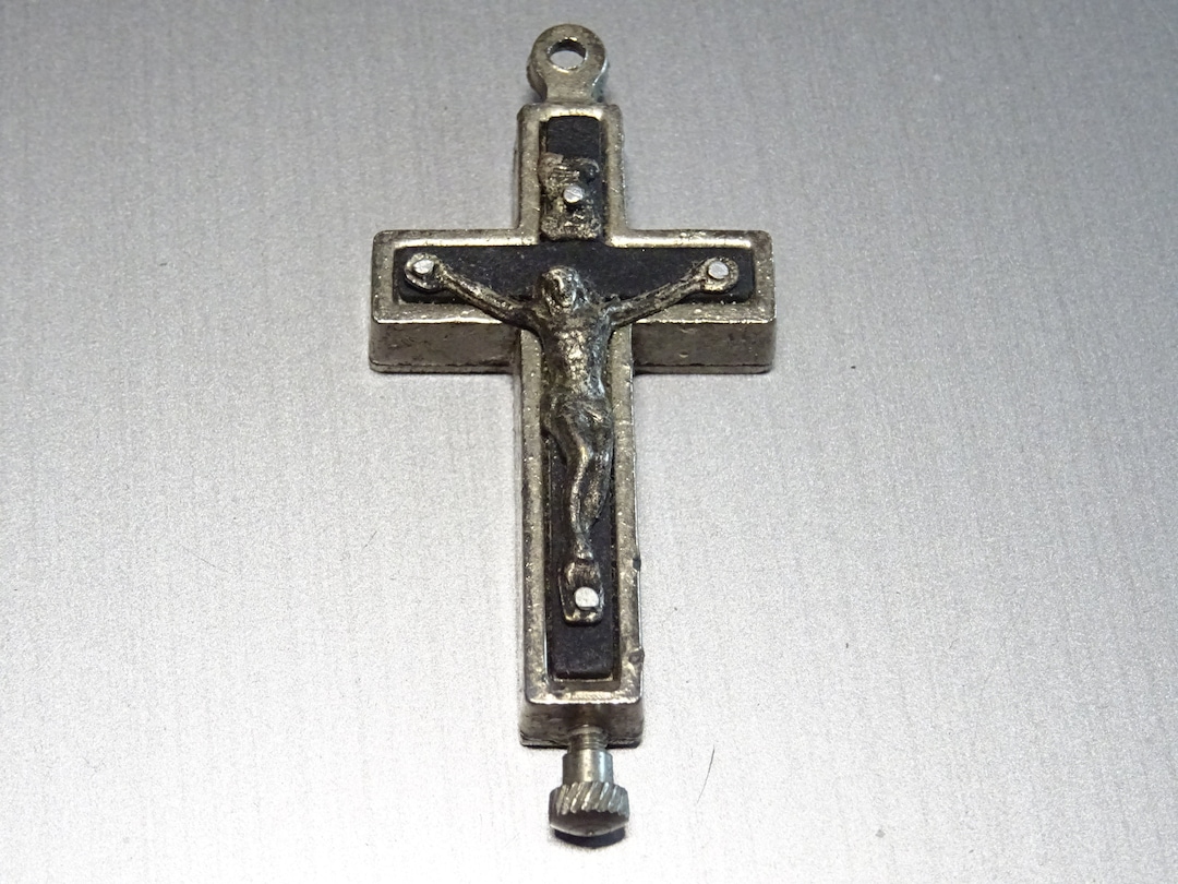 Roma Catacombs Italy Black Wood Relic Cross Crucifix Opens Screw ...