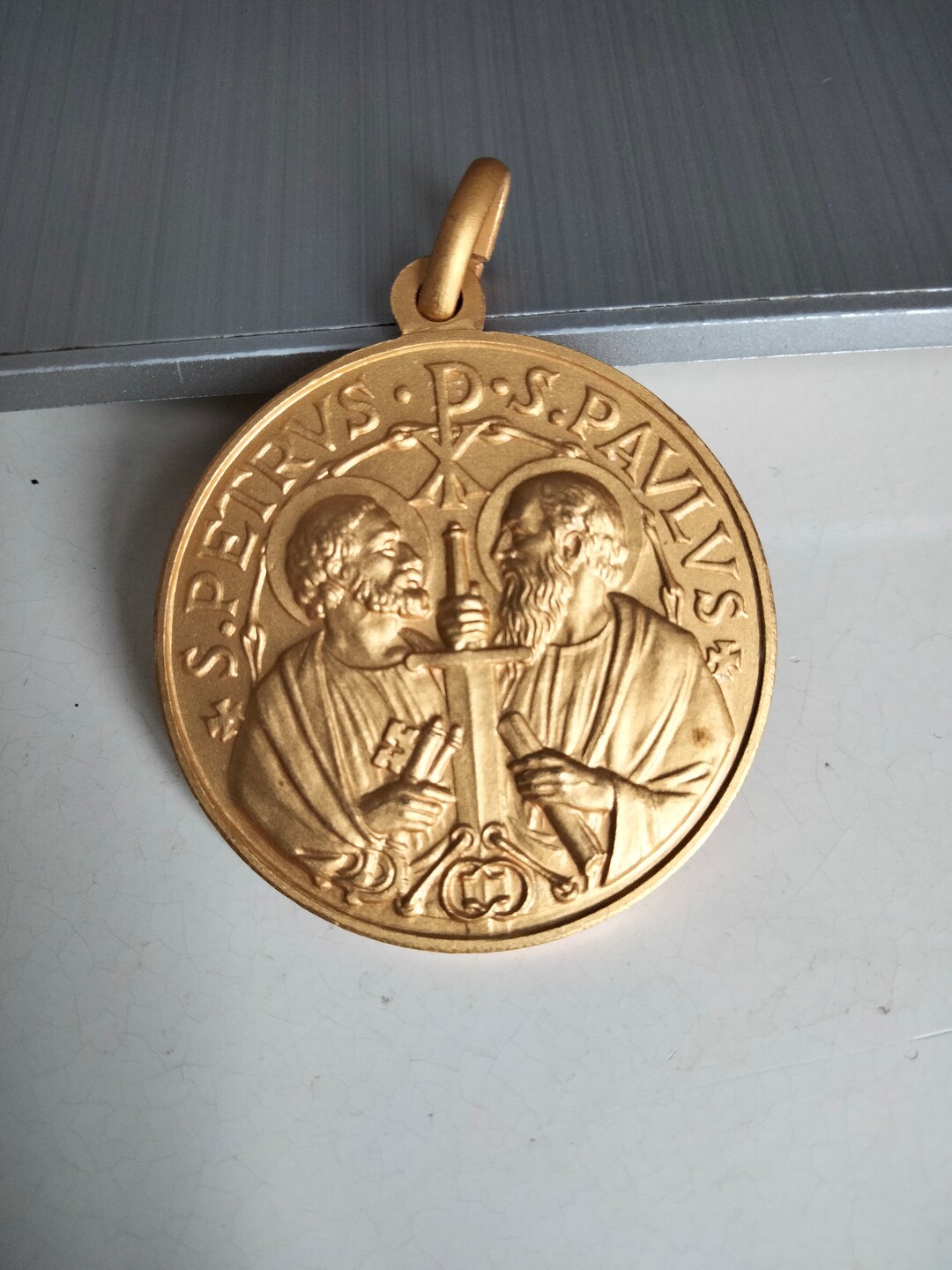 St. Peter and St Paul, Pope Paulus II on Reverse, Signed P Monassi ...