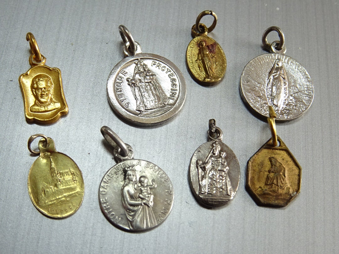 Vintage Religious Medals: Mary, Jesus Charms - Set of 8 - Etsy