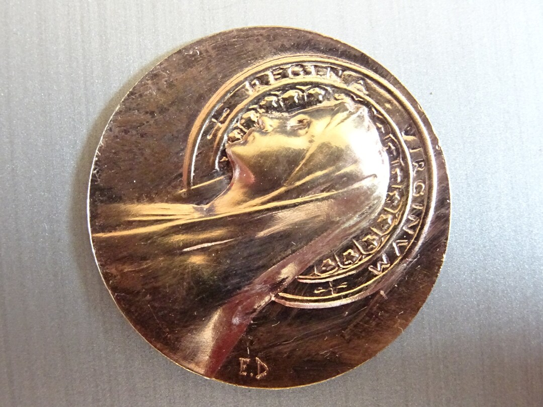 The Virgin Queen / Regina Virgin Vm. Engraver E. Dropsy. Copper Token ...