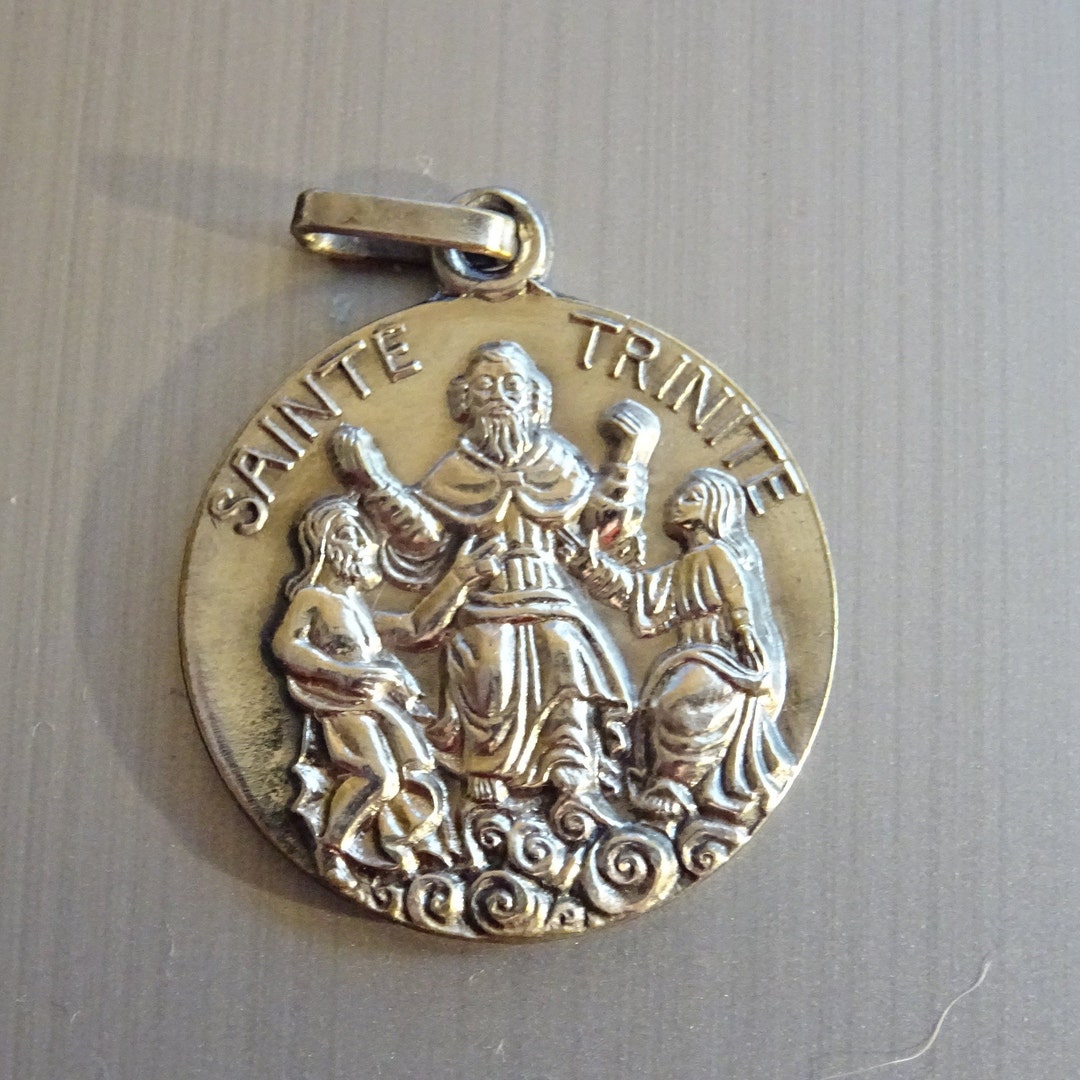 Saint Trinity Father, Son, Holy Spirit. Medal Antique Catholic Pendant ...