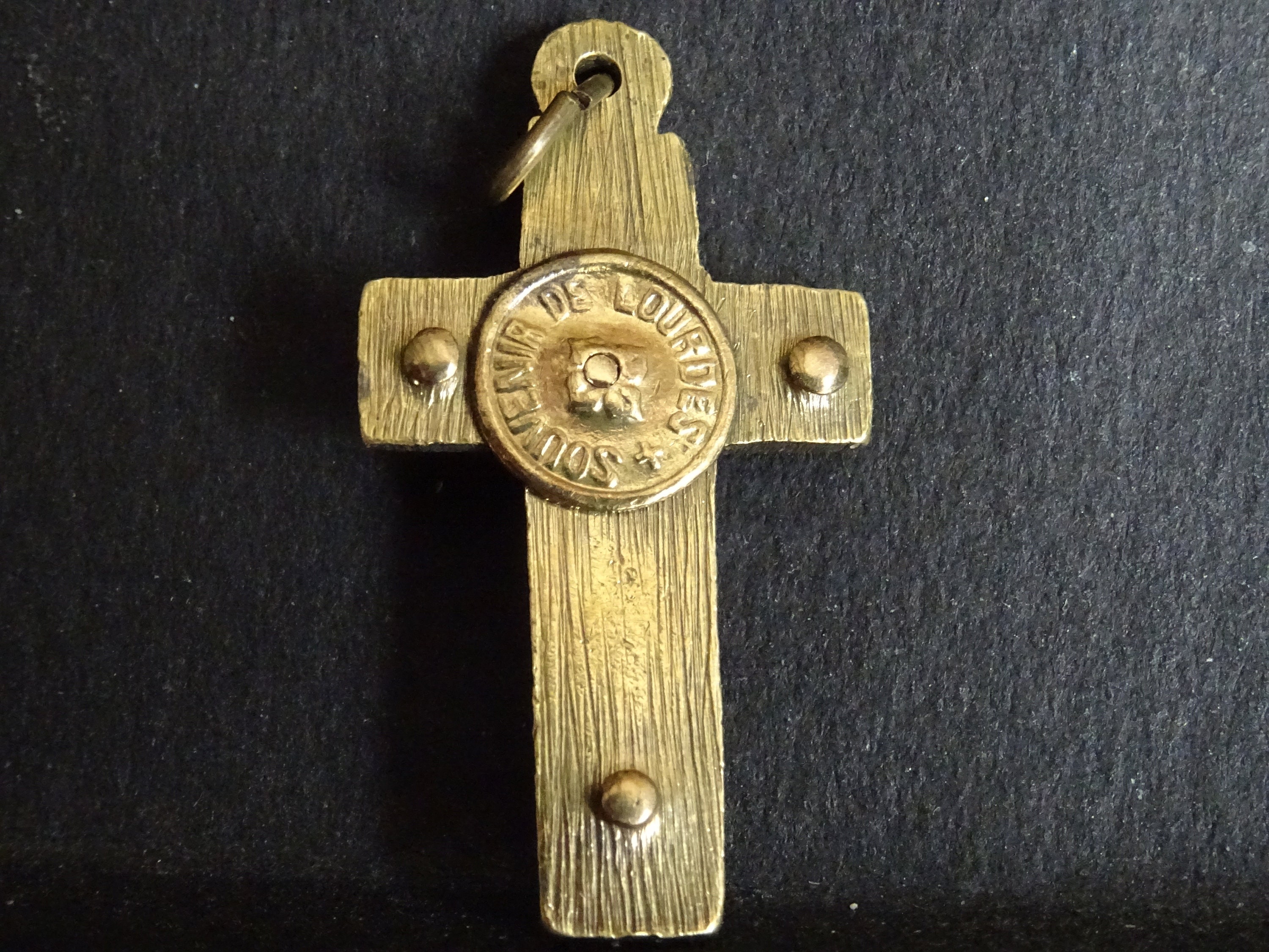 Vintage Brass Cross Lourdes French Crucifix Medal Medallion | Etsy