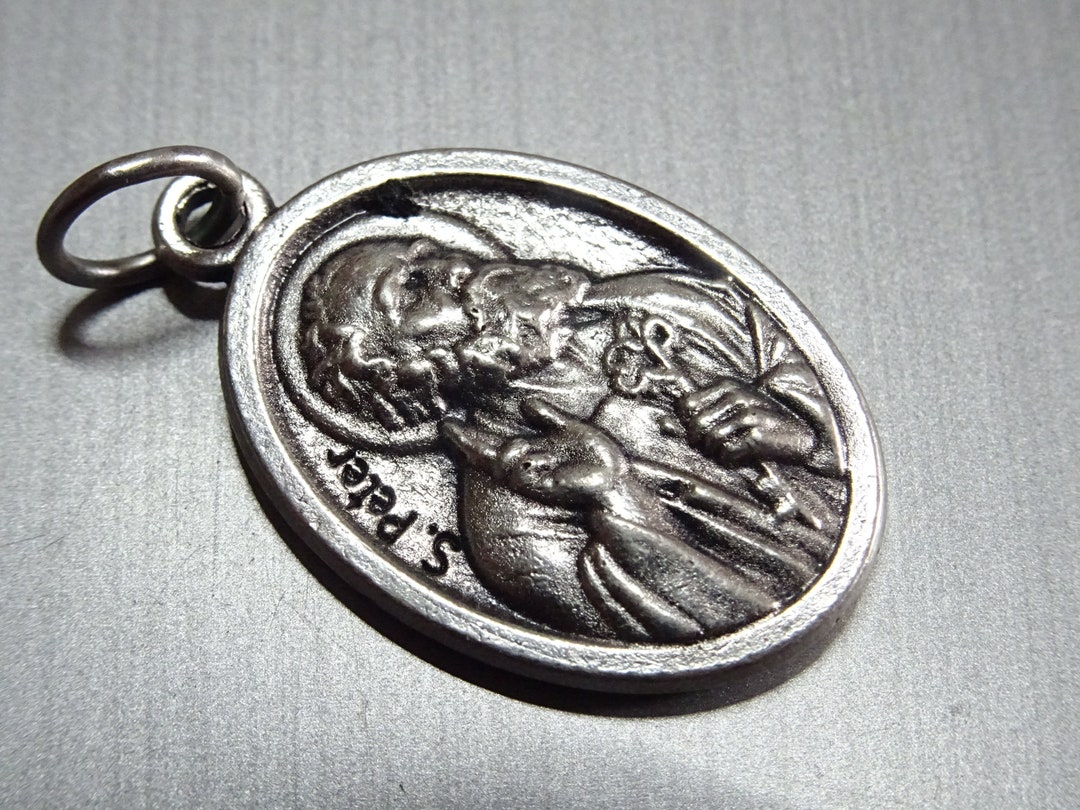 St. Paul and St. Peter. Silver Medal Medallion Pendent Holy Charm - Etsy