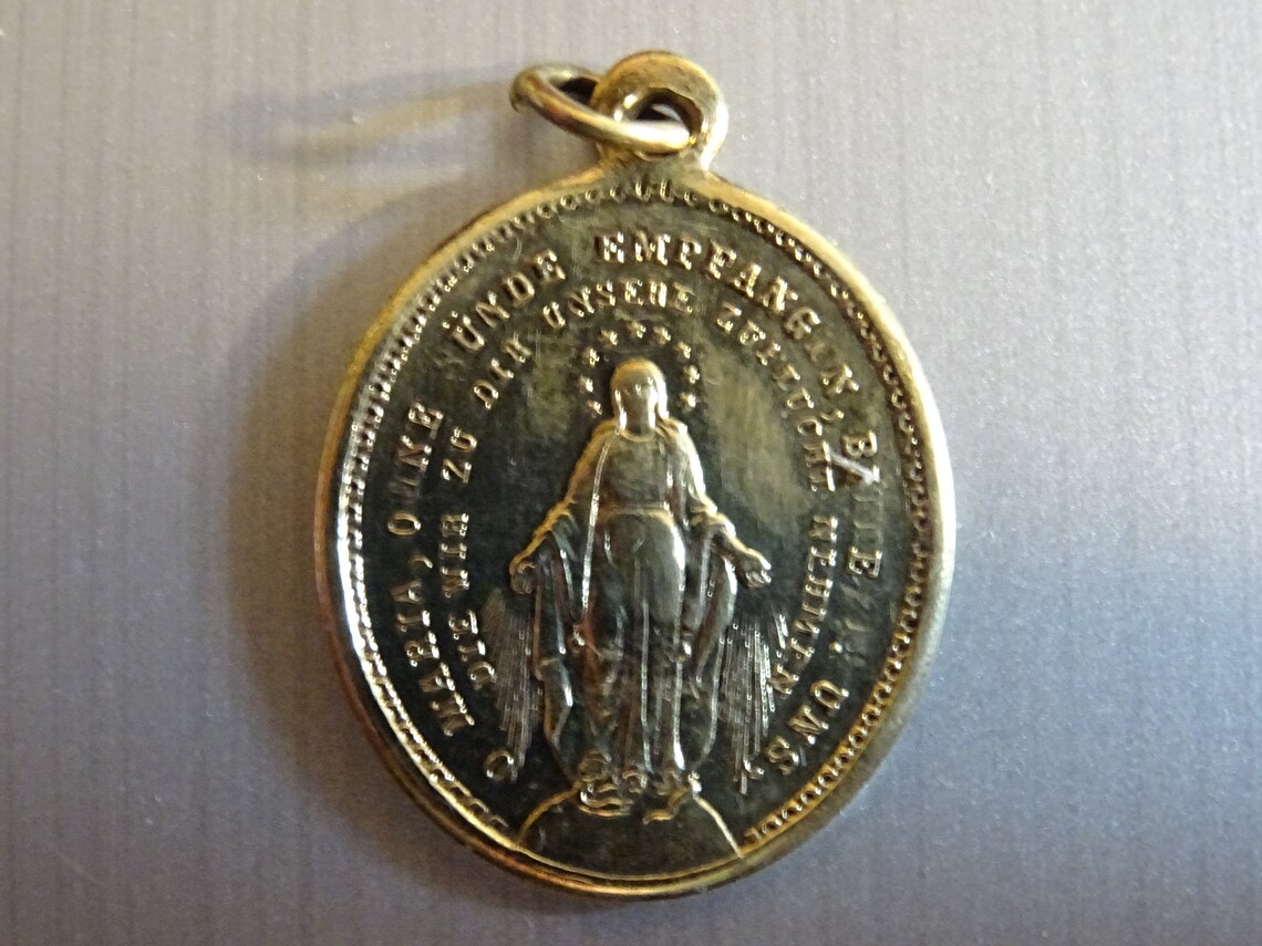 Rare Miraculous Medal Devotion Medal Medallion Pendent Holy Charm T