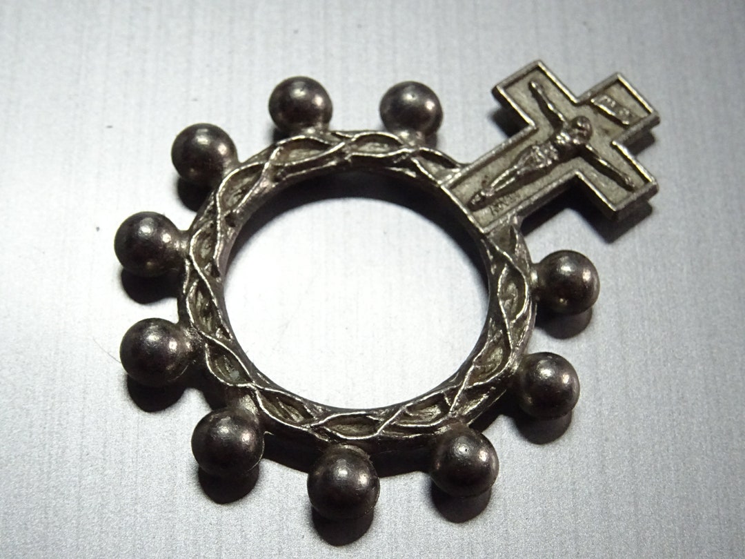 Finger Rosary Cross Dizainier. Medallion Medal Pendant, Holy Charm BB ...