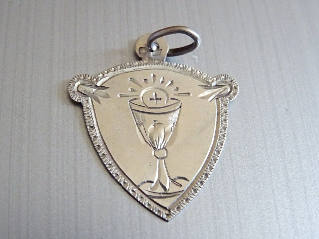 Eucharist Chalice First Communion Gift. Medallion Medal Pendent Holy D ...