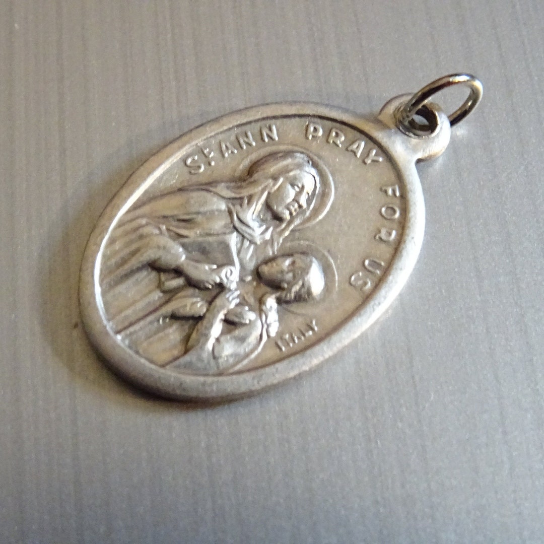 St. Anne Medal: Oxidized Silver Patron Saint Charm, Made in Italy - Etsy
