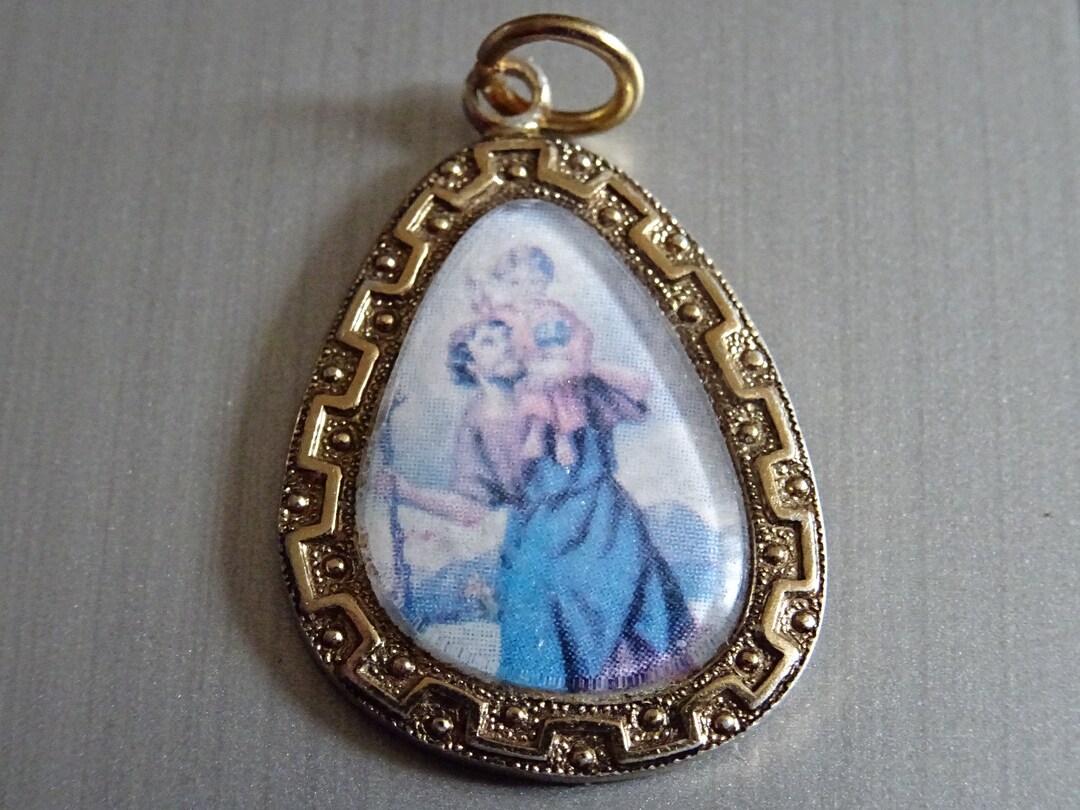 Vintage St. Christopher. Photo Resin. Medal Pendant Medallion Holy ...