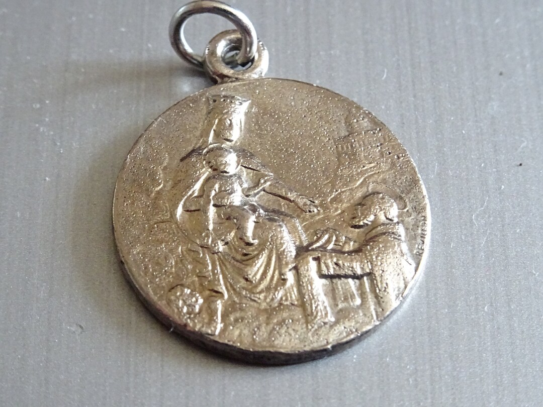 Vintage French Our Lady Carmel & Jesus Sacred Heart Pendant - Etsy