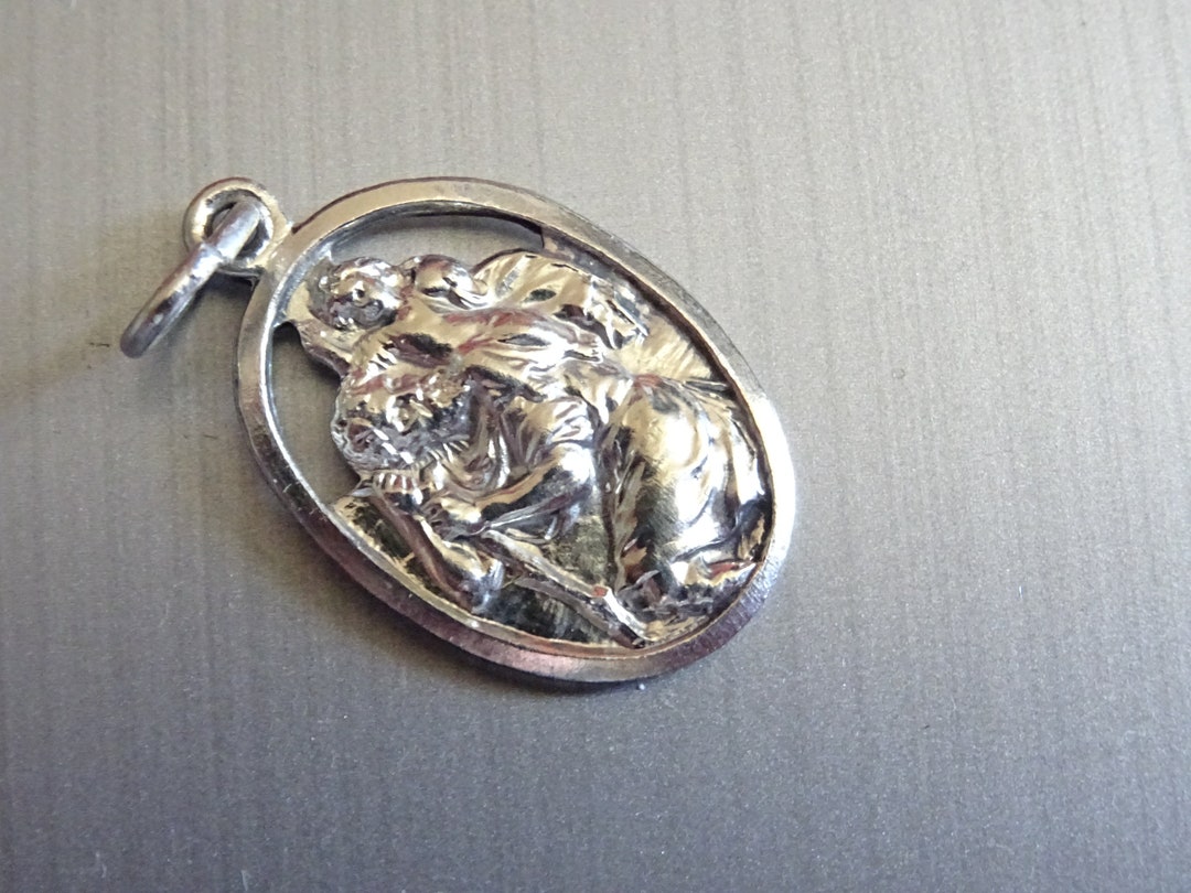 St. Christopher Procter Cut Out , Silver Medal Medallion Pendent Holy ...