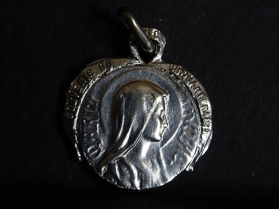Vintage Virgin Mary Silver Medal Medaille Souvenir Holy Charm | Etsy