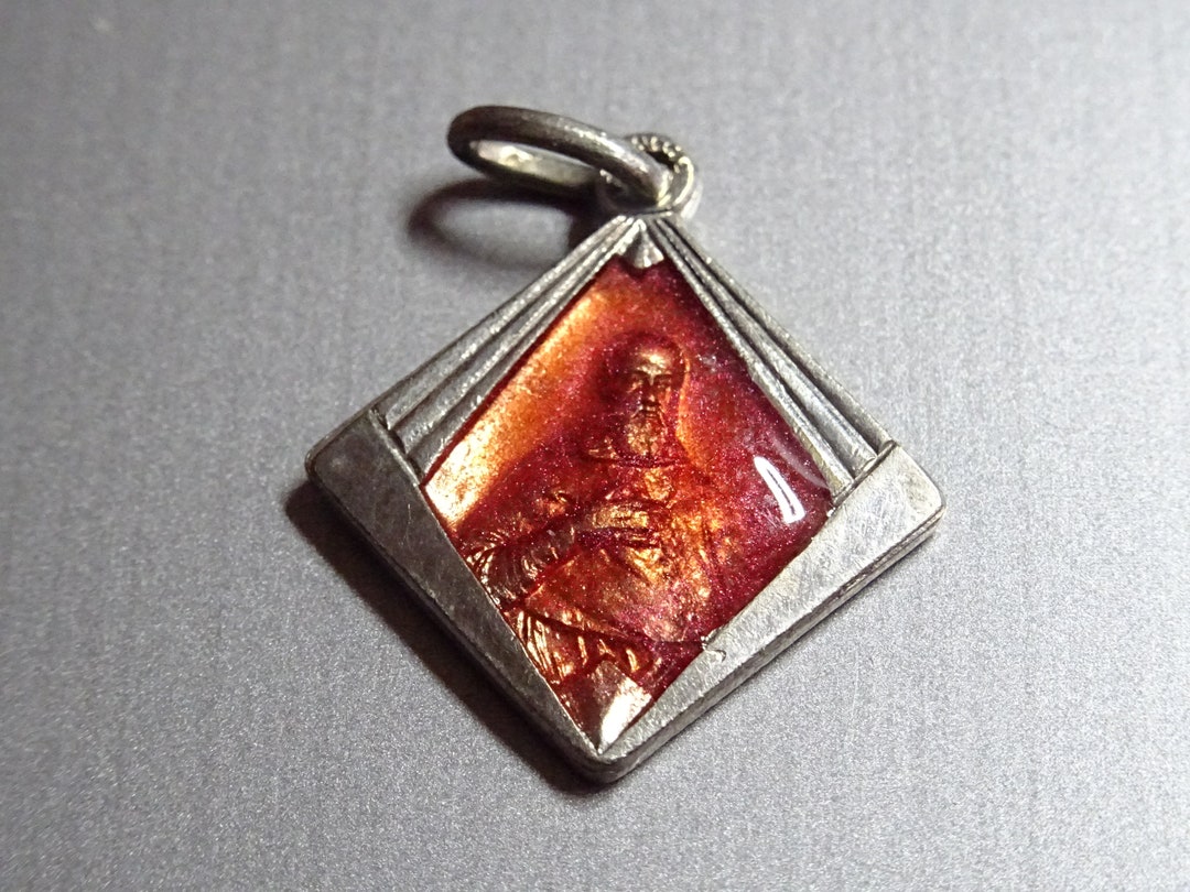 Vintage St. Jeanne-françoise De Chantal Religious Medallion: Red Resin ...