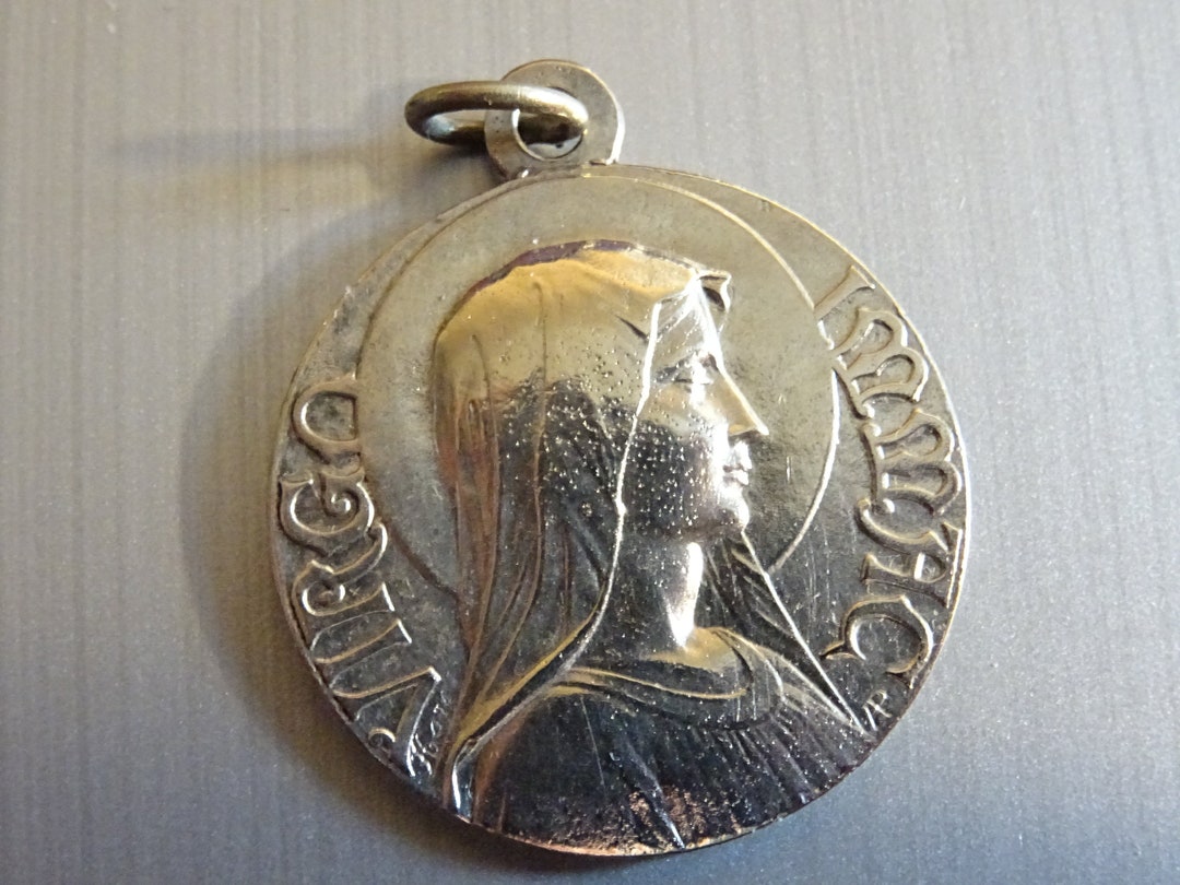 Virgo Immac Signed A. Penin. Religious Medal Medallion Pendent Holy ...