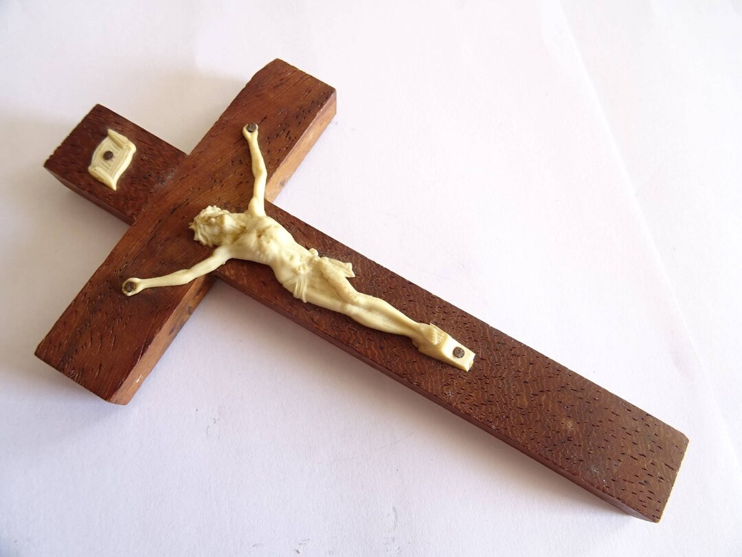 Large Wooden Cross Crucifix French Resin Christ 15 Cm. D 508 - Etsy