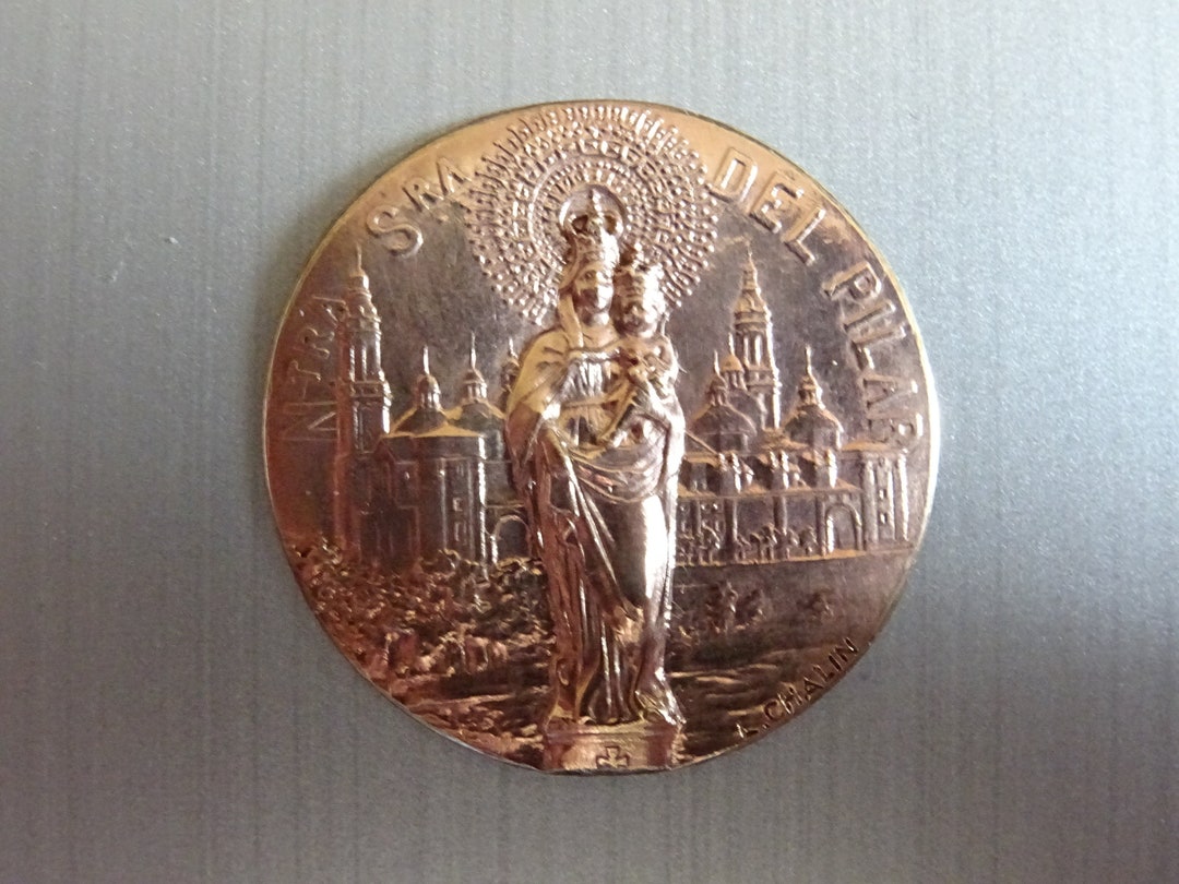 Our Lady. Sra Del Pilar. Signed L. Chalin Token Plaque Holy Charm T 267 ...