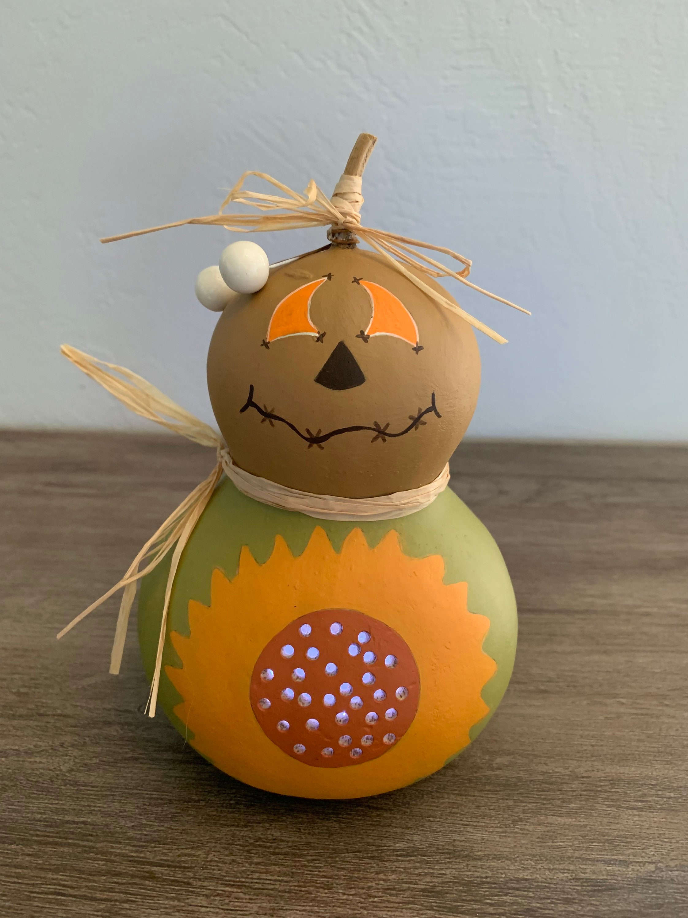Scarecrow Gourd, Lighted Scarecrow, Gourd Art - Etsy