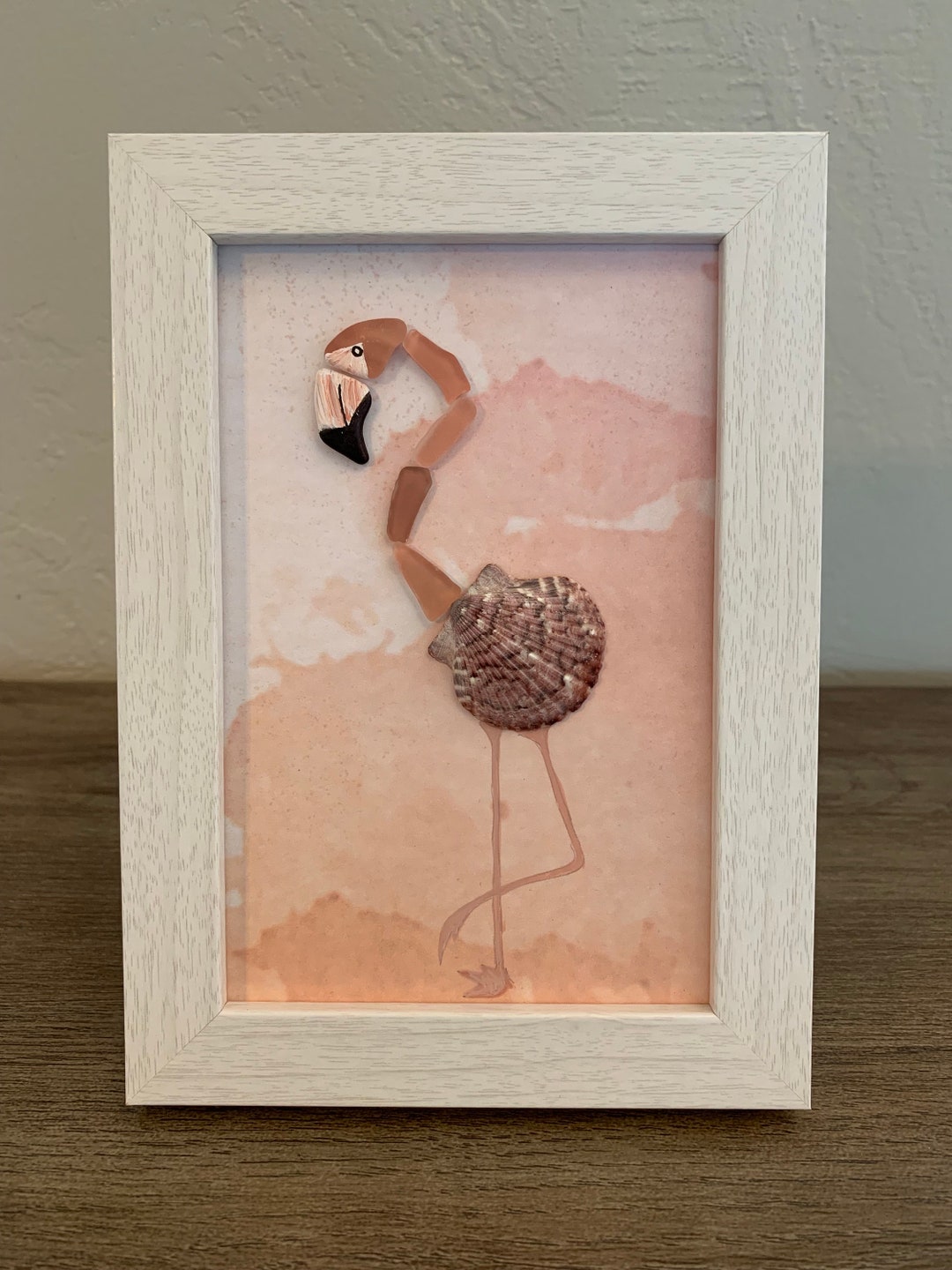 Flamingo Art, Sea Glass Flamingo, Sea Shell Art, Sea Shell Bird - Etsy