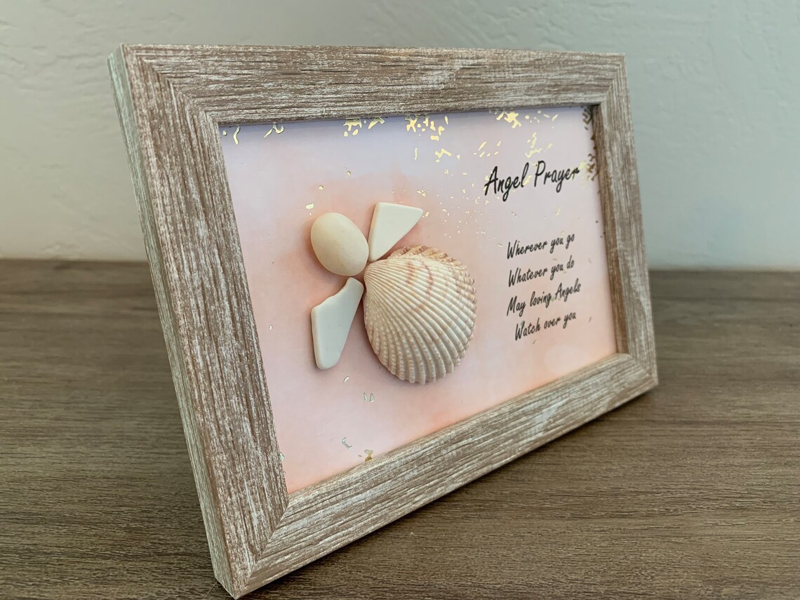 Angel Prayer Art, Sea Shell Angel, Sea Shell Art, Angel Gift - Etsy