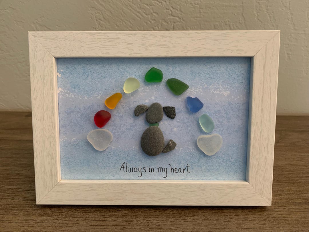 Sea Glass Dog Memorial Art: Rainbow Bridge Pet Loss Gift - Etsy