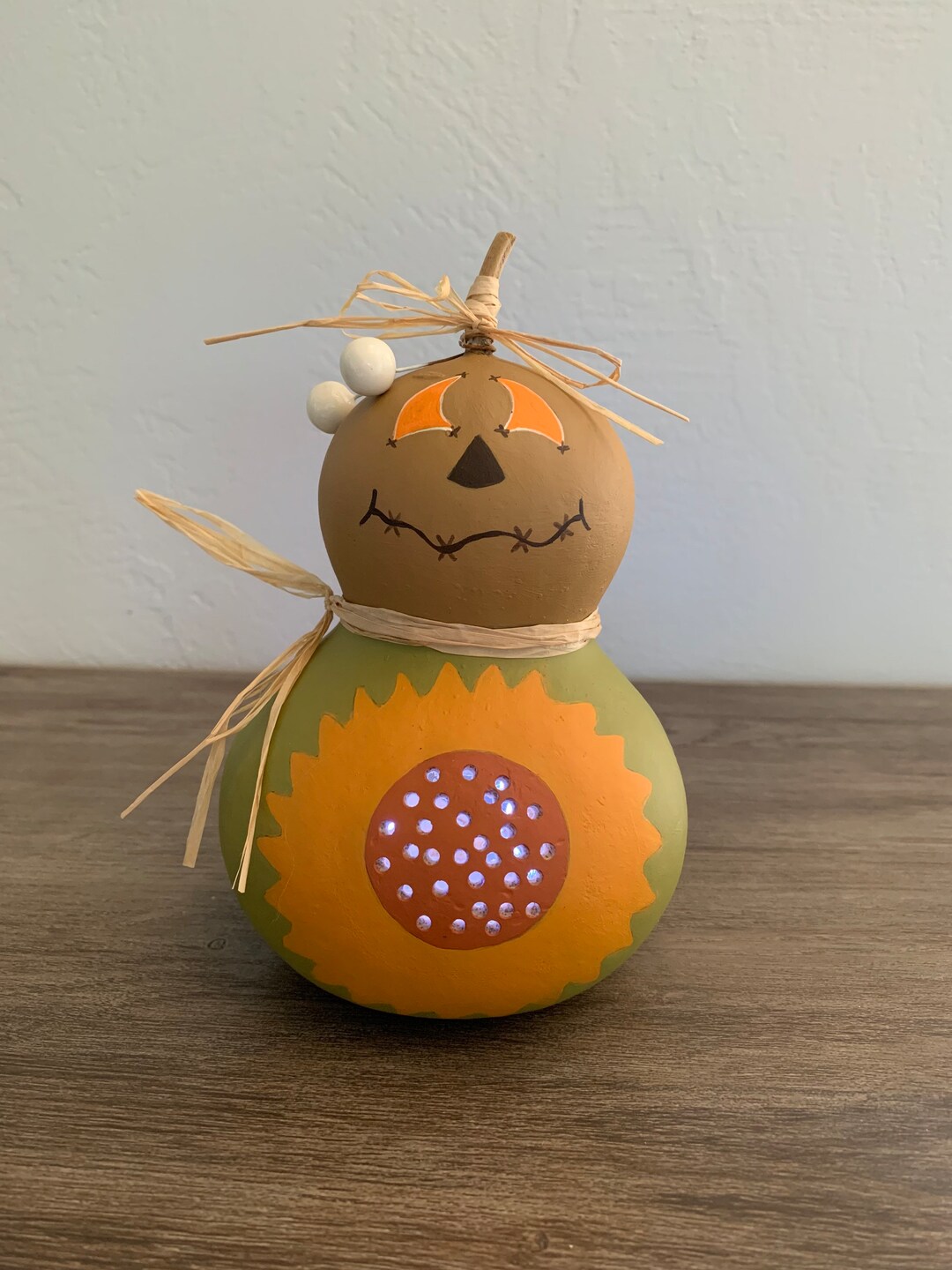 Scarecrow Gourd, Lighted Scarecrow, Gourd Art - Etsy
