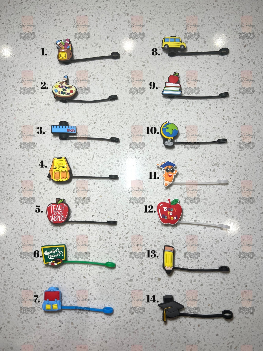 School Straw Toppers / Reusable Straw Covers - Etsy