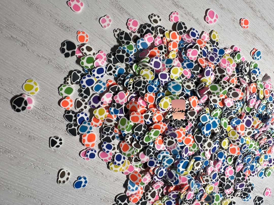 5mm Multi-color Dog Paw Polymer Slices -small - Etsy
