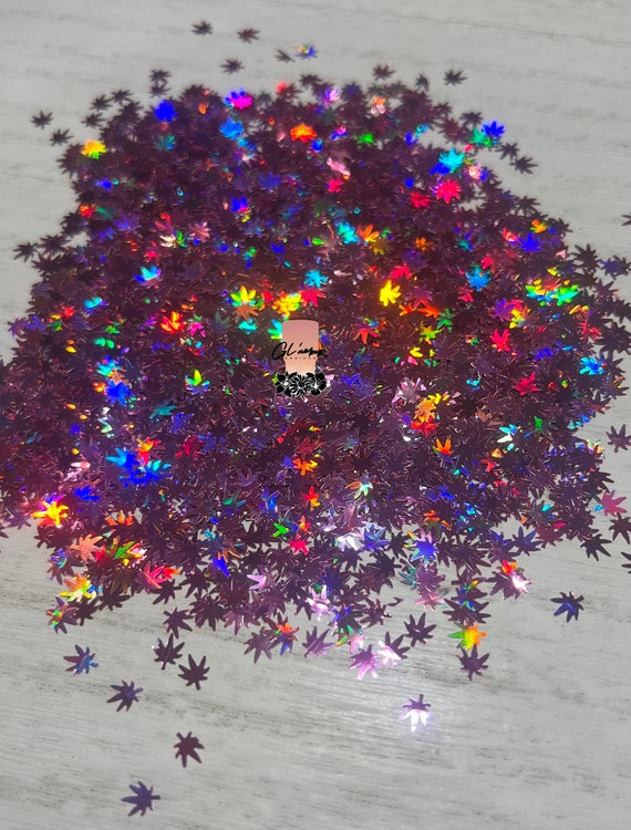 Pink Holographic Marijuana Shape Chunky Glitter - Etsy