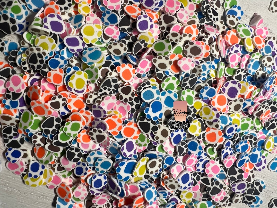 5mm Multi-color Dog Paw Polymer Slices -small - Etsy