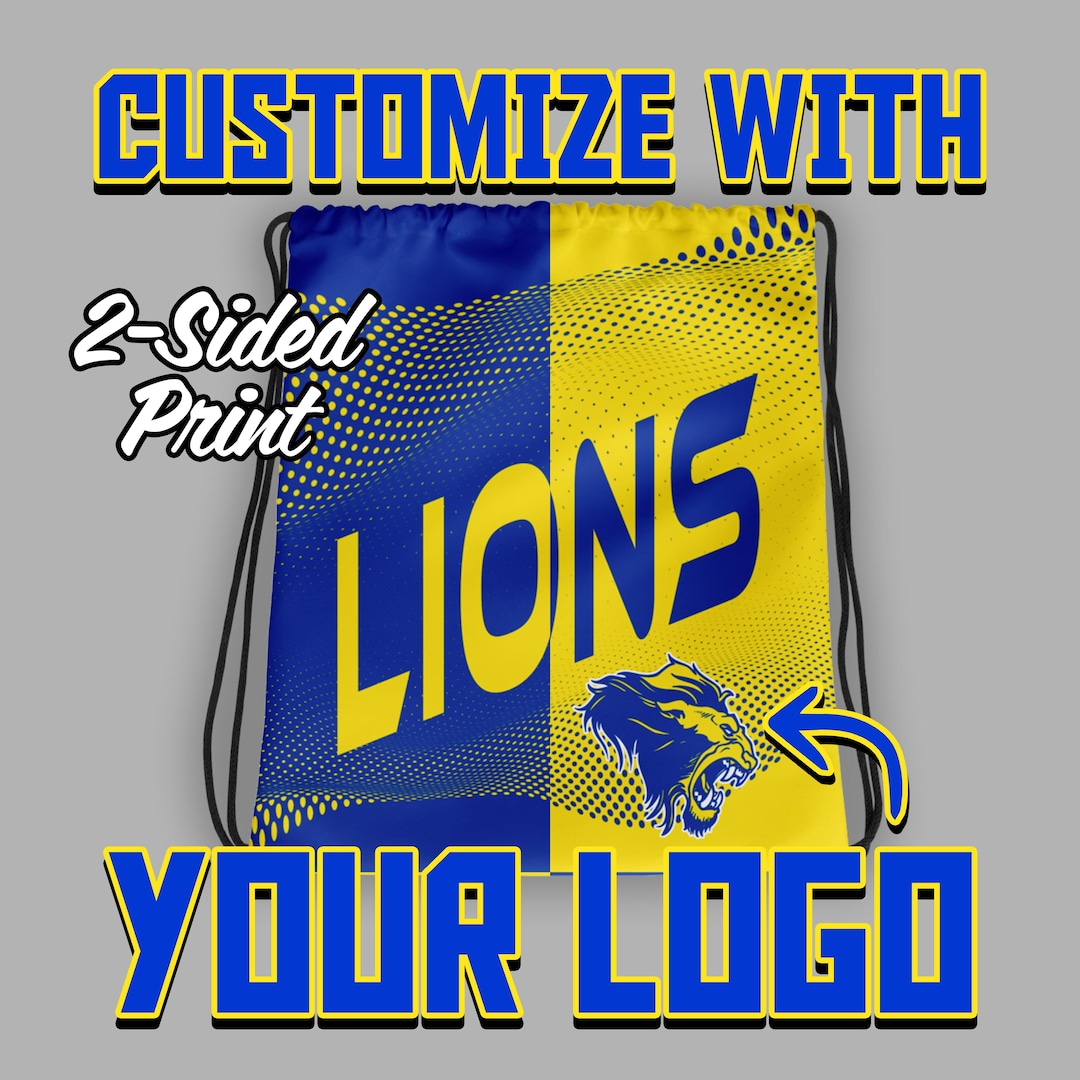 CUSTOM Double-sided Print School Logo Team Colors Drawstring Gear Bag ...
