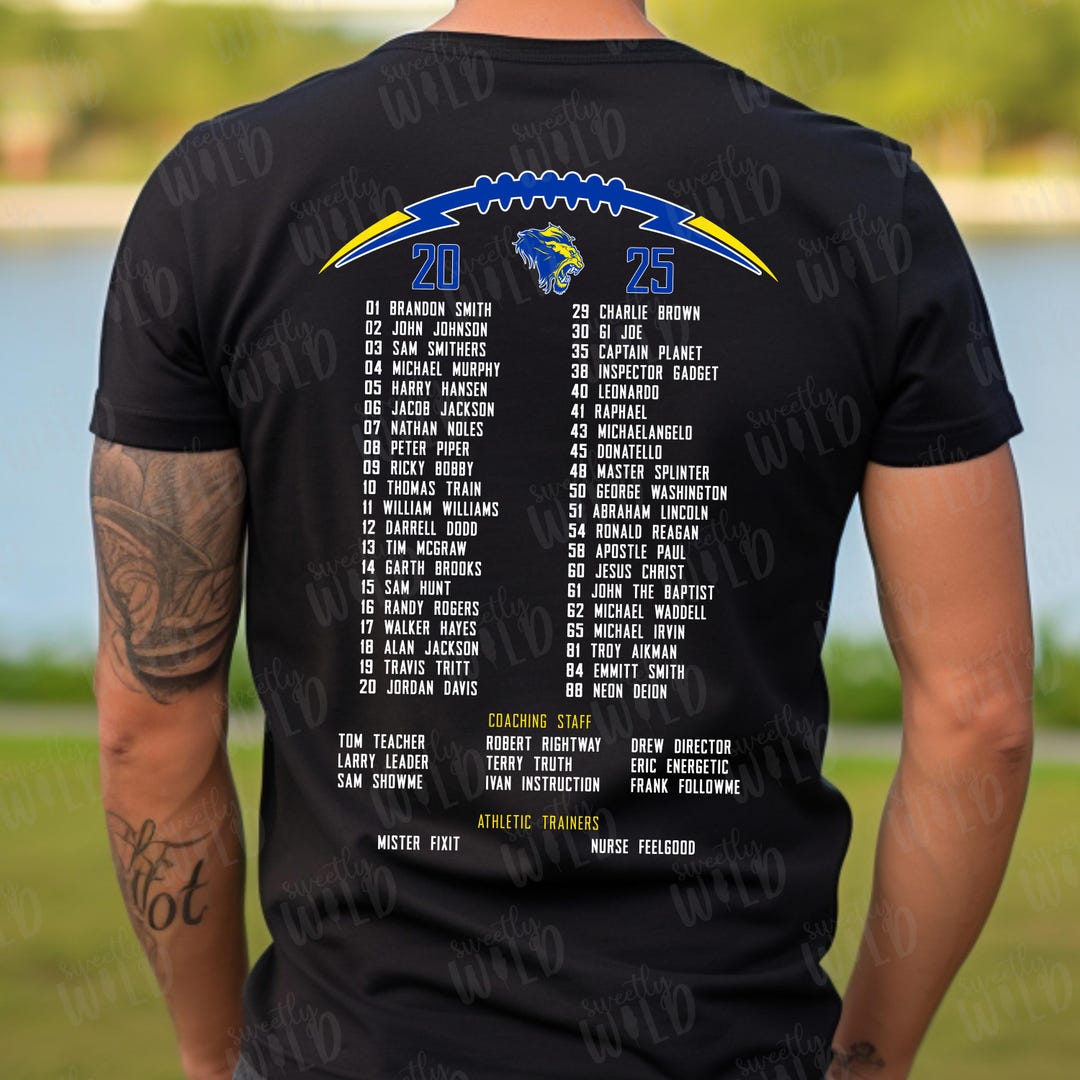 PNG - Custom Football Team Roster Shirt Design - American Football ...