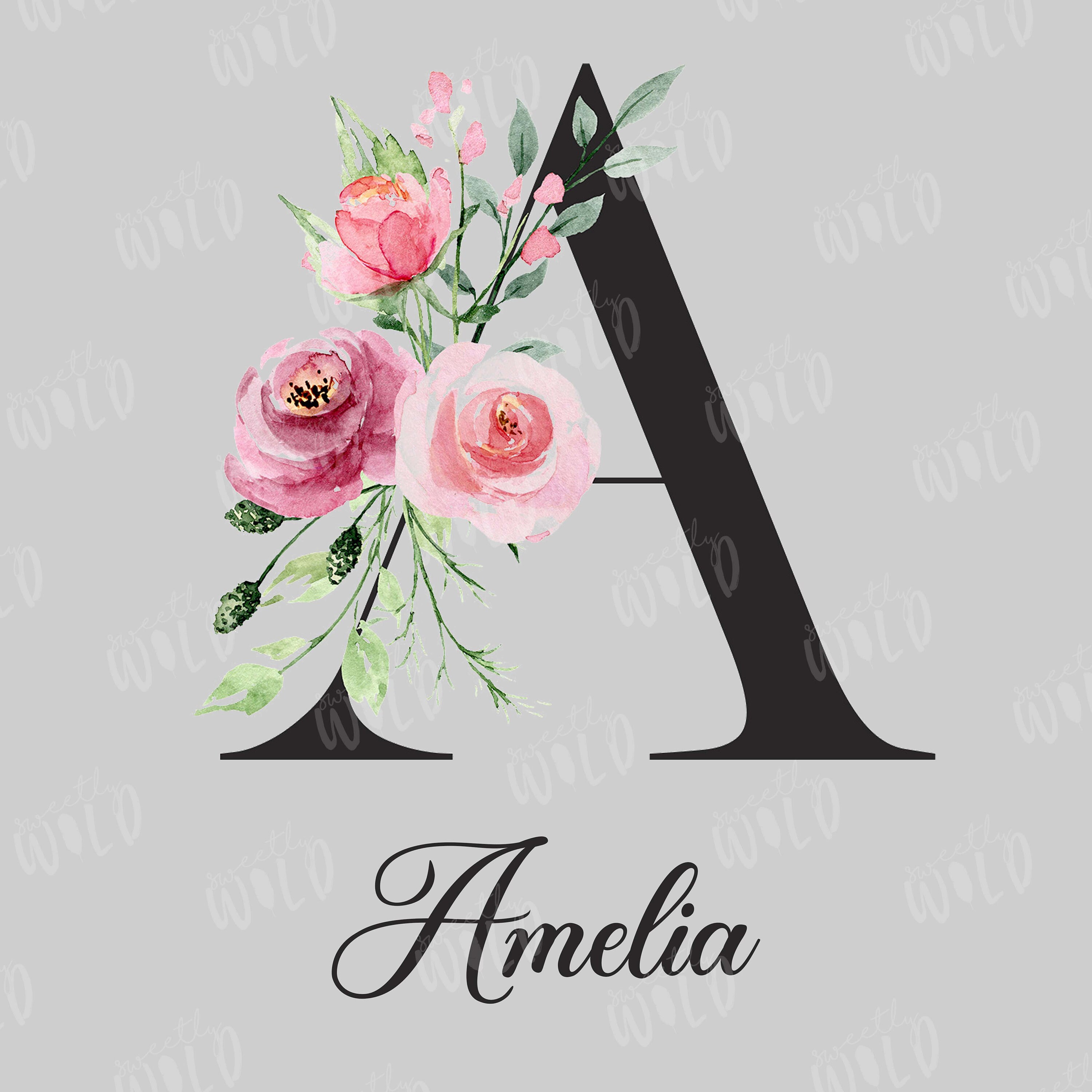 PNG Floral Letter Name, Baby Onesie Design, Custom Name Order ...