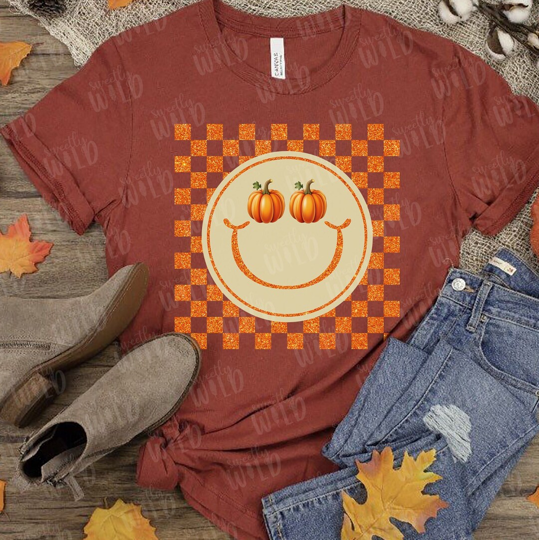 PNG - Hey Smiley Pumpkin Sequins - Glitter Fall Shirt - Faux Sequin ...