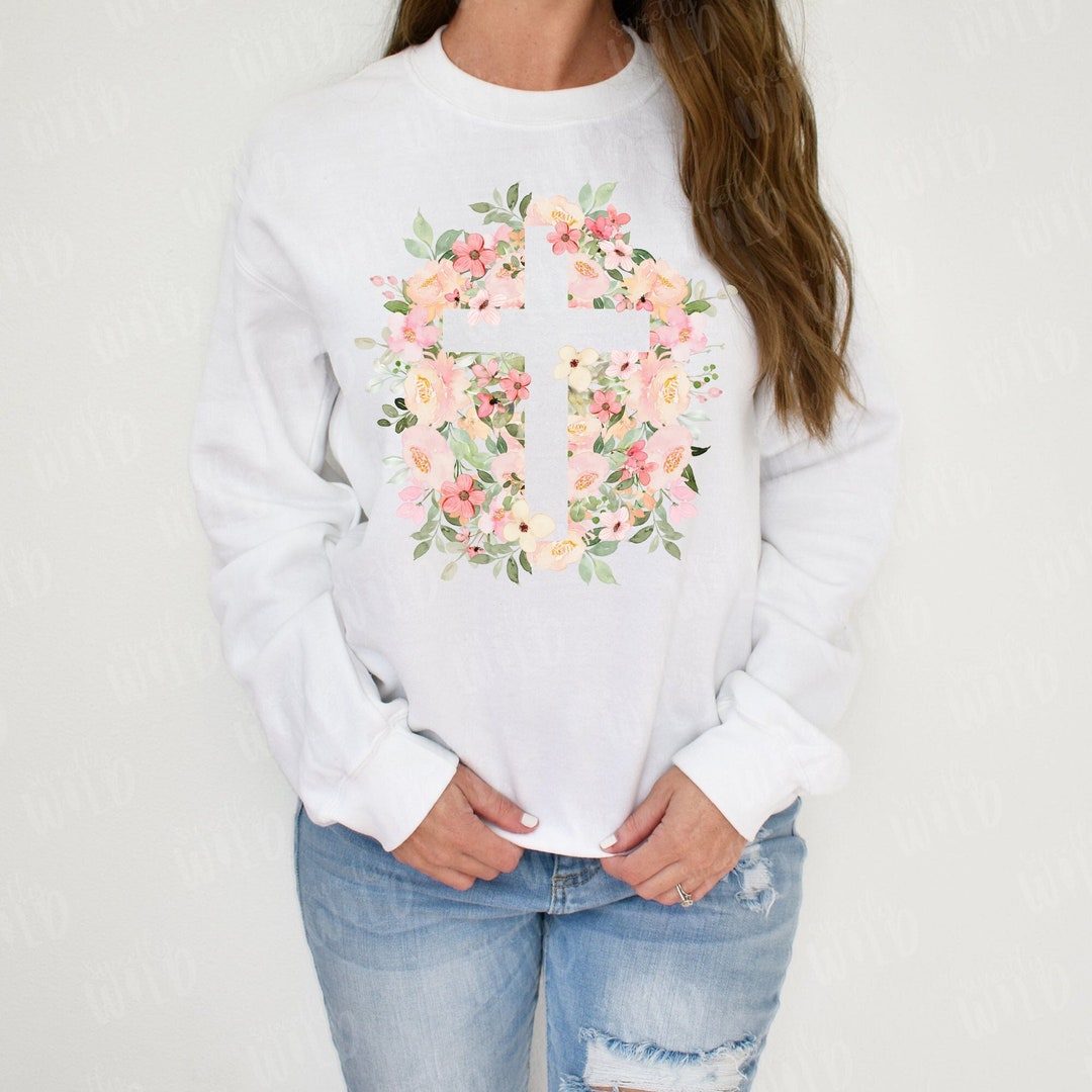 PNG - Cross With Flowers - Flower Cross Sublimation - Cross Digital ...