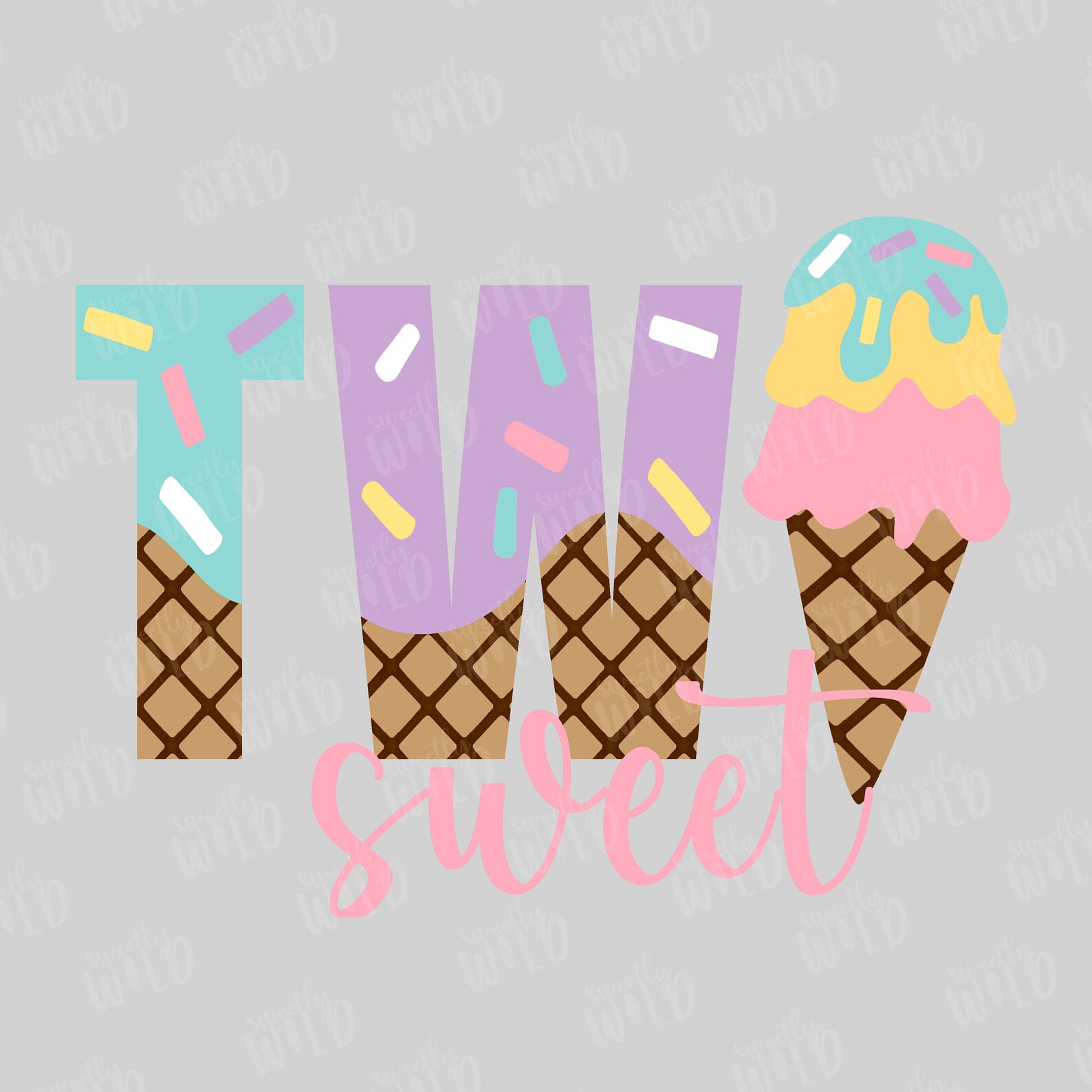 PNG TWO Sweet Birthday Design - 2nd Birthday - Ice Cream PNG Birthday ...