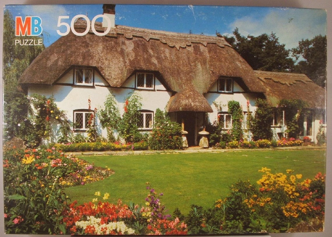Vintage © 1989 MB Croxley 500 Pc. Puzzle #4611-24 ''thatched Eaves ...
