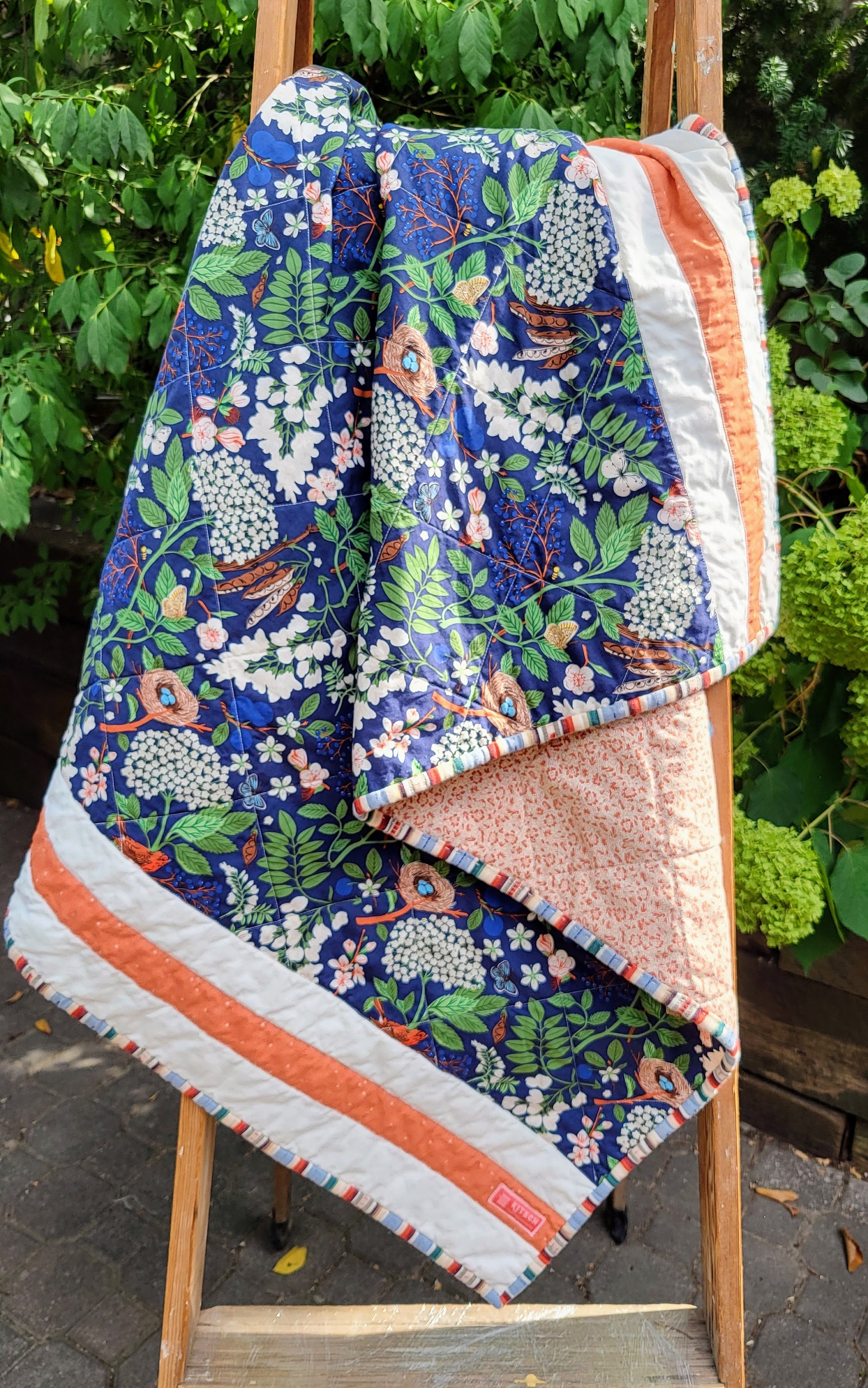 Pretty Birds Baby Quilt Flora and Fauna Gender Neutral Whole Cloth Baby ...