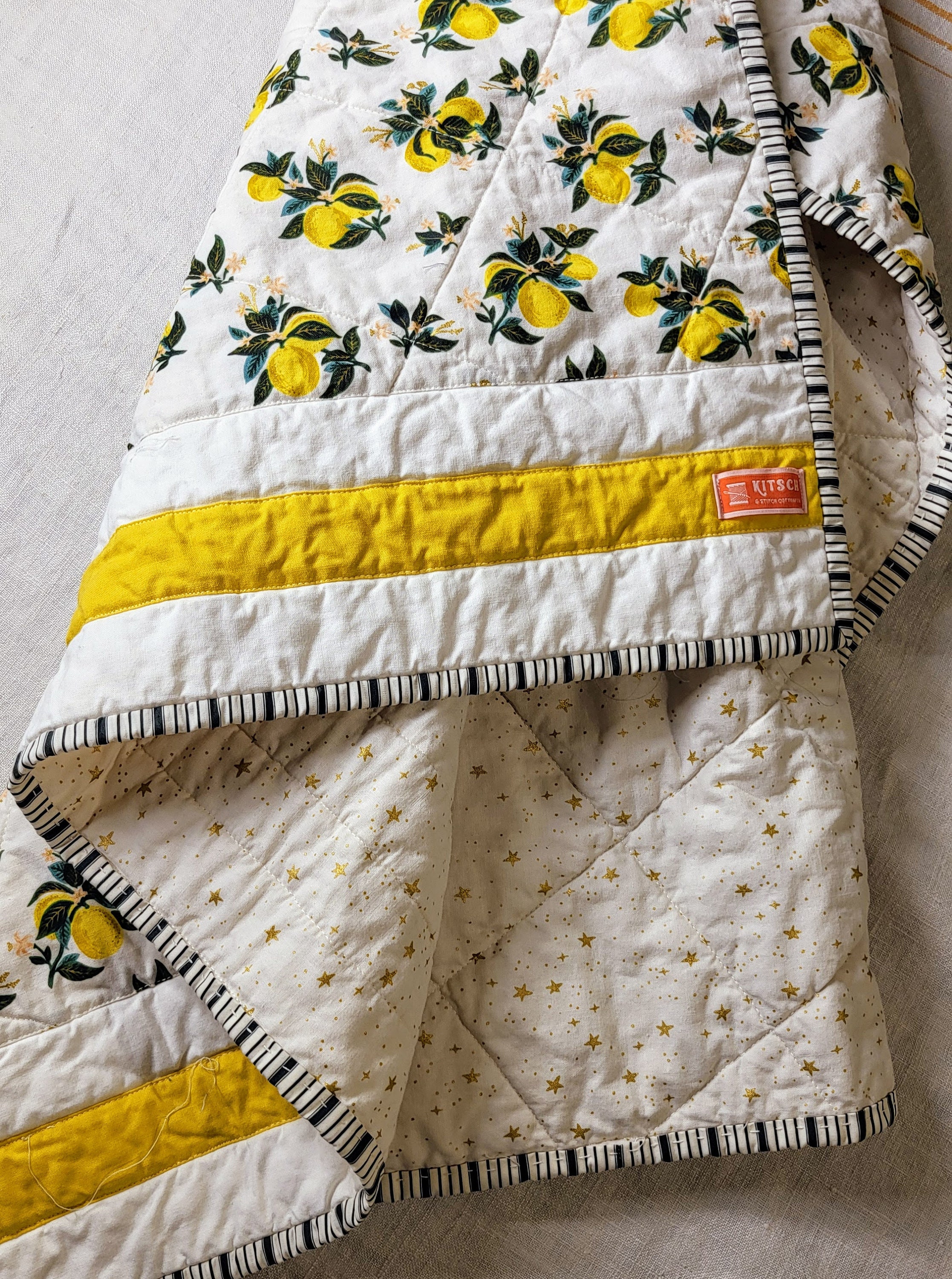Lemonade Dreams Baby Quilt Gender-neutral Baby Quilt Botanical Themed ...