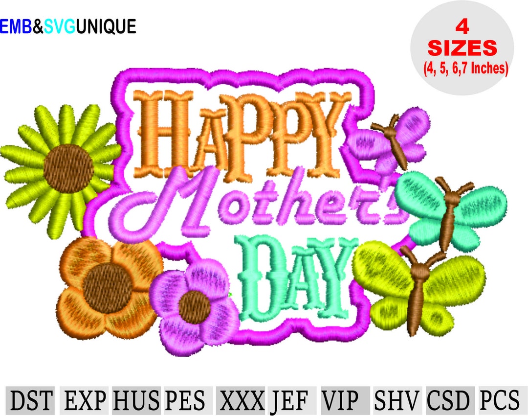 Happy Mother Day Embroidery Designs Mom Flowers Embroidery - Etsy