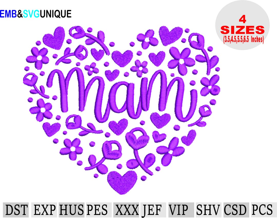 Mother Day Embroidery Designs, Mom Flowers Embroidery, Machine ...