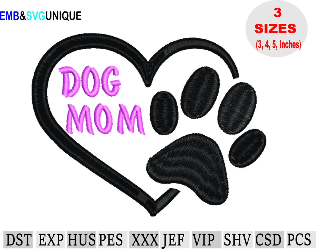 Dog Mom Machine Embroidery Love Dog, Happy Mothers Day Embroidery ...