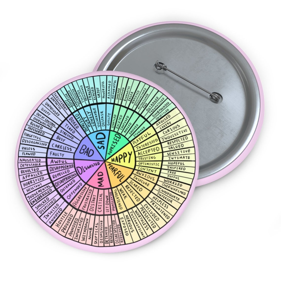 Feelings Wheel Pin Emotions Wheel Mental Health Pin Therapy | Etsy