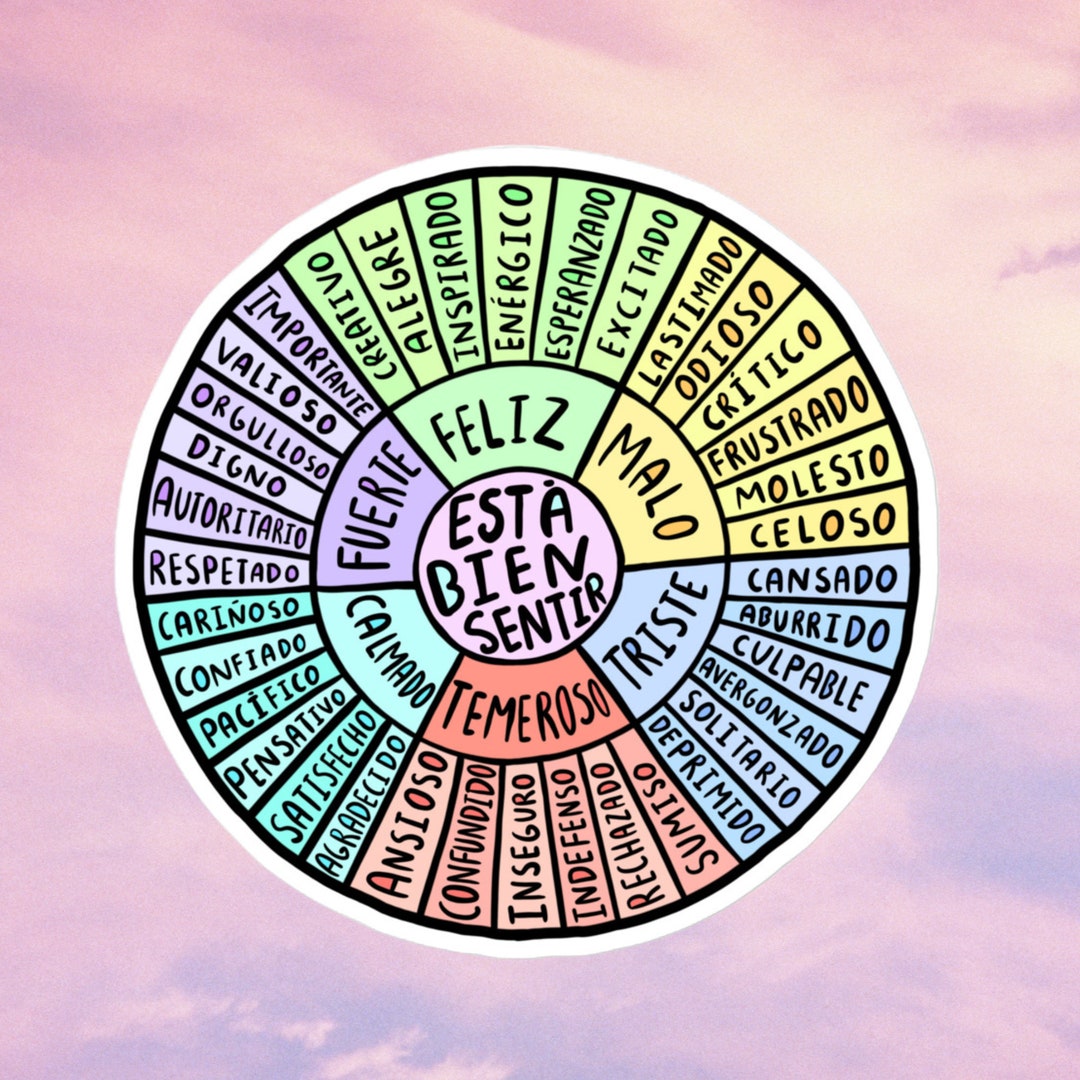 Spanish Feelings Wheel, Feelings Wheel Sticker, Mental Health Vinyl ...