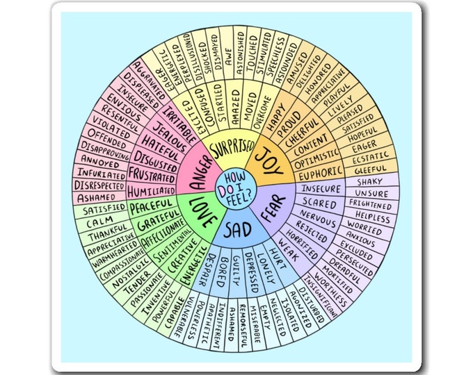 Emotions Wheel Sticker Feelings Wheel Sticker Feelings Wheel - Etsy