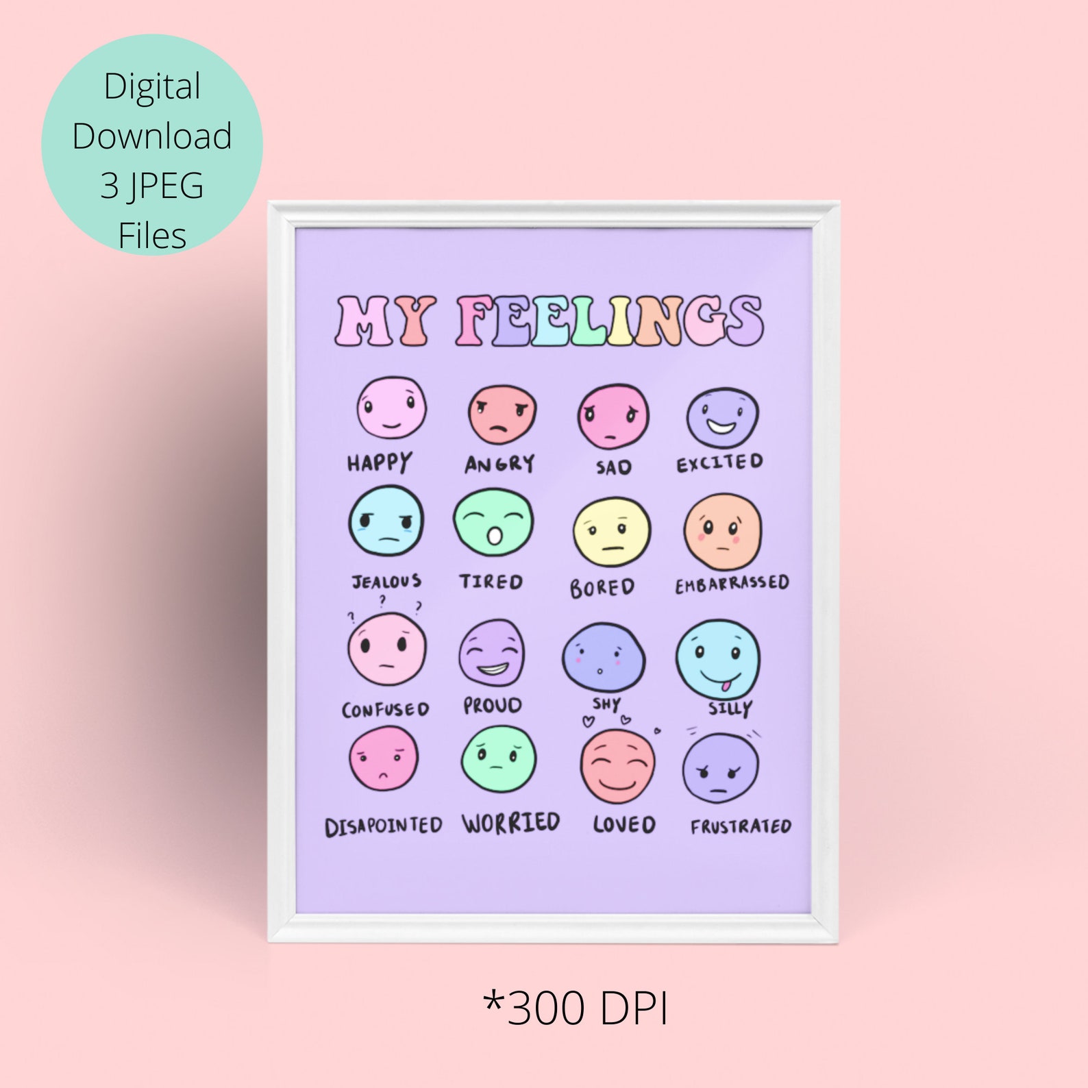 RAINBOW Feelings Chart Emotions Chart Feelings Wall Print - Etsy Singapore