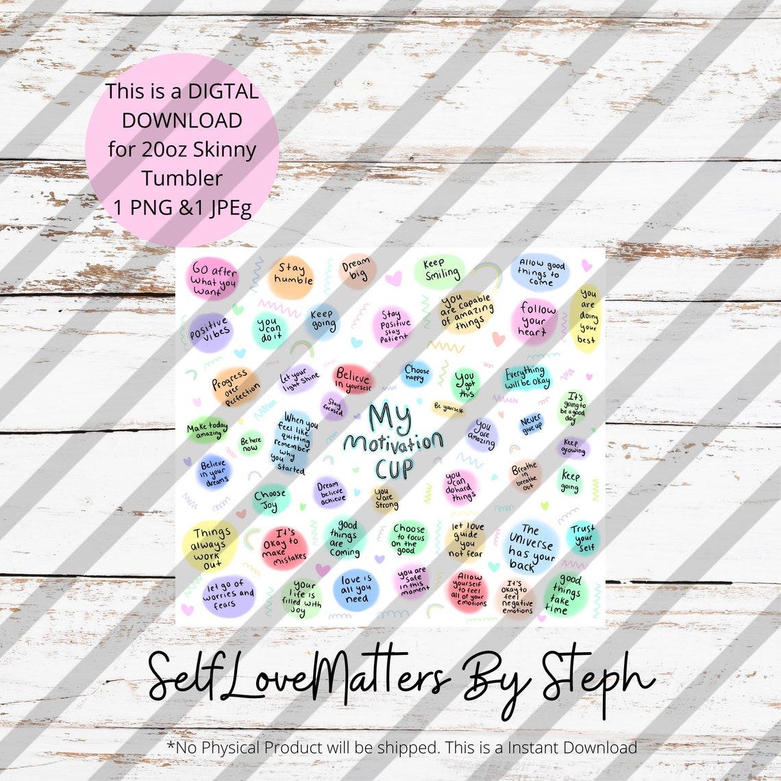 Motivation Tumbler Wrap, Motivational Tumbler PNG, 20oz Skinny Tumbler ...