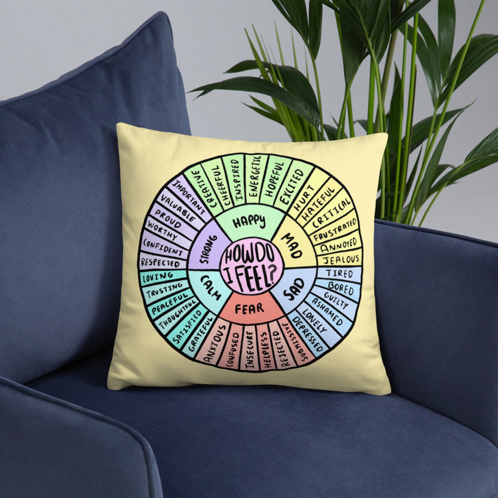 Feelings Wheel Pillow Emotions Wheel Pillow Wheel of | Etsy