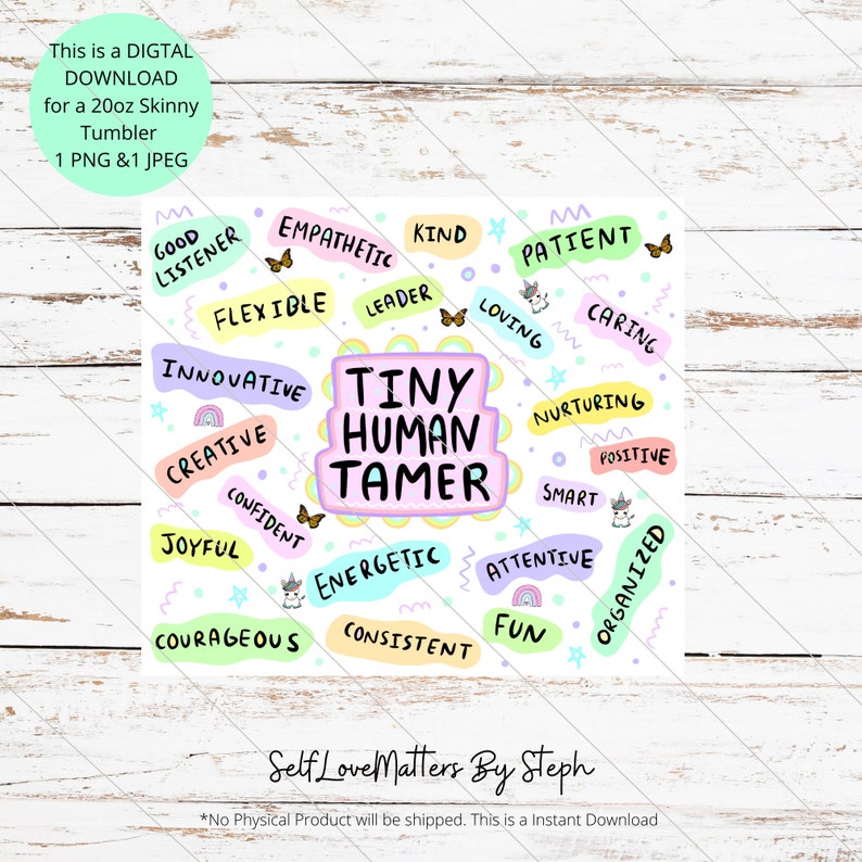 Tiny Human Tamer PNG, Preschool Teacher Tumbler Wraps, Daycare Worker ...